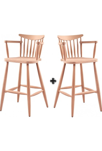 Masifart Scapula Kırlangıç Kollu Bar Sandalye 2 Li Ham Ahşap 4631