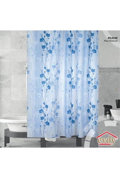 Evdy Duş Perdesi 4246 Mavi Bodrum Çift Kanat 100 x 200 cm Evdy Duş Perdesi 4246 Mavi Bodrum Çift Kanat 100 x 200 cm