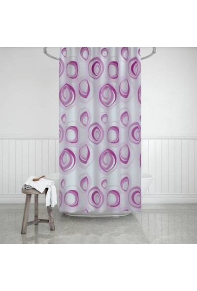 Evdy Duş Perdesi 4954 V2 Pembe Çift Kanat 100 x 200 cm