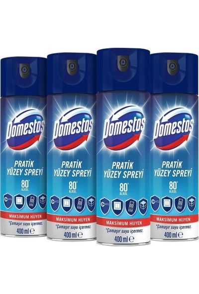 Domestos Pratik Yüzey Spreyi 400 ml 4lü Set