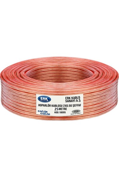 Cable Cable 25 Metre Hoparlör, Elektrik ve Ses Kablosu Kordon 2x0.50 Şeffaf Cable Cable 25 Metre Hoparlör, Elektrik ve Ses Kablosu Kordon 2x0.50 Şeffaf
