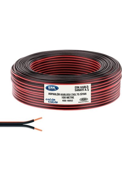 Cable Cable 100 Metre Hoparlör Elektrik ve Ses Kablosu Siyah Kordon 2x0.75 Cable Cable 100 Metre Hoparlör Elektrik ve Ses Kablosu Siyah Kordon 2x0.75