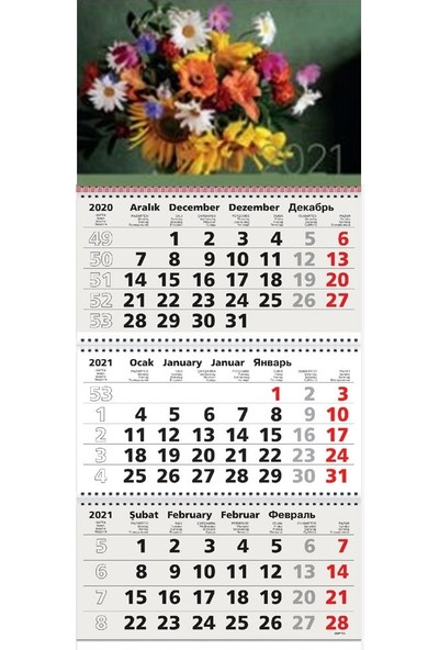 Gıpta 805-BRS 2021 Gemici Takvimi 78 x 33 cm Spiralli Çiçekler