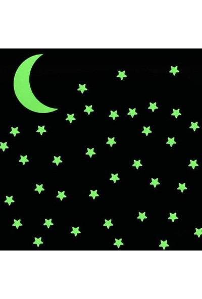 Dez Karanlıkta Parlayan Ay ve Yıldızlar Dekoratif Sticker