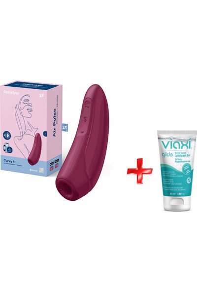 Satisfyer Curvy 1+ Rose Red Telefon Kontrol Air Pulse Vibratör+Jel Satisfyer Curvy 1+ Rose Red Telefon Kontrol Air Pulse Vibratör+Jel