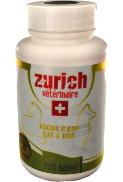 Zürich Ascor C, Kedi Köpek C Vitamini 125 Tablet Zürich Ascor C, Kedi Köpek C Vitamini 125 Tablet