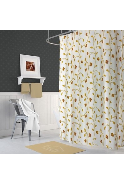 Evdy 5948 Sarmaşık Desen Çift Kanat 2 x 100 x 200 cm Duş Perdesi