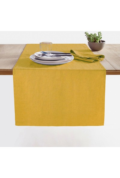 Dekorinyo Hardal Sarı Renk Dekoratif Runner 40 x 120 cm Dekorinyo Hardal Sarı Renk Dekoratif Runner 40 x 120 cm