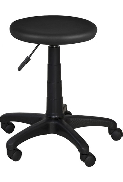 Tomar Çalışma Taburesi Dönebilir Döner Tekerlekli Ofis Çalışma Sandalyesi - Siyah