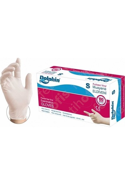 Dolphin Beyaz Vinil Eldiven Pudrasız (S) 1 Paket 100'lü