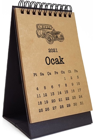 Bi'aldım Klasik Arabalar Masa Takvimi - Siyah Kraft