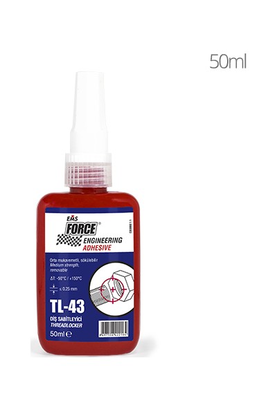 Ems Force TL-43/50ml Orta Kuvvet Civata Sabitleyici Ems Force TL-43/50ml Orta Kuvvet Civata Sabitleyici