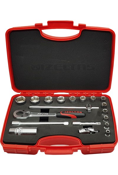 Izeltaş 3/8 Altı Köşe Lokma Takımı 19'lu