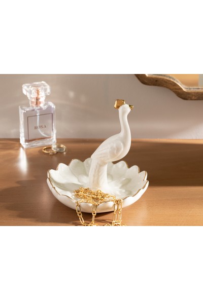 English Home Peafowl Beyaz 12 x 12 x 9,5 cm Seramik Takılık