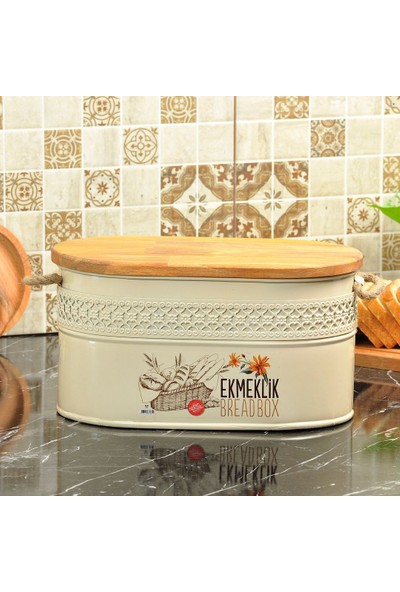 Yıldıray Metal Ferforje Ahşap Kapaklı Ekmek Kesme Tahtalı Ekmeklik Saklama Kabı Krem Yıldıray Metal Ferforje Ahşap Kapaklı Ekmek Kesme Tahtalı Ekmeklik Saklama Kabı Krem