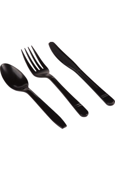 Sos Tedarik Siyah Plastik Lüx Kaşık - Çatal - Bıçak 100'LÜ Sos Tedarik Siyah Plastik Lüx Kaşık - Çatal - Bıçak 100'LÜ