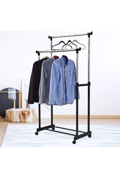 Ayaklı ve Tekerlekli Elbise Askılığı Ayaklı ve Tekerlekli Elbise Askılığı