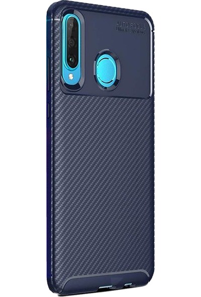 Smart Tech Huawei P30 Lite Karbon Desenli Negro Silikon Kılıf Lacivert