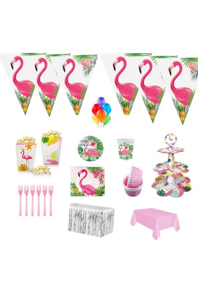 İzmir Party Store Flamingo 24 Kişilik Lüks Doğum Günü Seti