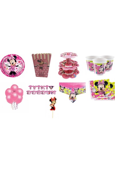İzmir Party Store 16 Kişilik Minnie Mouse Doğum Günü Seti