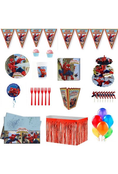 İzmir Party Store Spiderman 8 Kişilik Lüks Doğum Günü Seti İzmir Party Store Spiderman 8 Kişilik Lüks Doğum Günü Seti