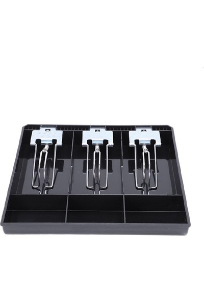 Saypos Plastik Çekmece Içi Para Düzenleyici 3 Banknot Bölmeli Para Çekmecesi Içi Siyah 24,5 x 24,5 x 3,5 cm