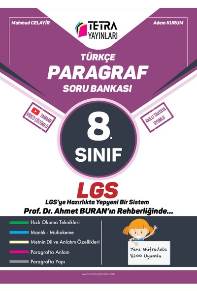 Tetra Yayınları Türkçe Paragraf 8. Sınıf LGS Soru Bankası