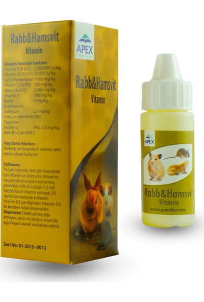 Apex Rabb&hamsvit Tavşan ve Hamster Vitamini 20 ml