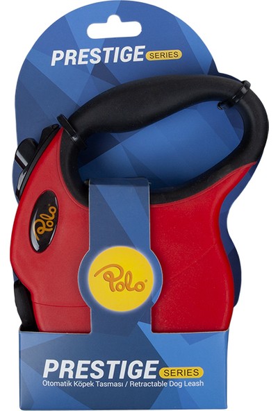 Doggie Polo Prestige Makaralı Otomatik Tasma S 4 Metre - 10 kg Kırmızı-Siyah