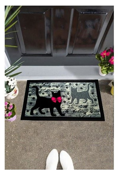 Giz Home İtalyan Format Kapı Paspası 40X68 Siyah Kediler Giz Home İtalyan Format Kapı Paspası 40X68 Siyah Kediler