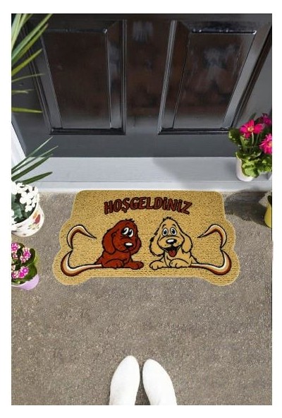 Giz Home İtalyan Kokardo Kapı Paspası 40X70 Welcome Köpekler Giz Home İtalyan Kokardo Kapı Paspası 40X70 Welcome Köpekler
