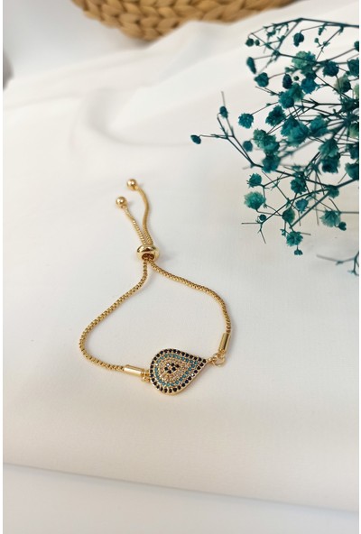 ÇLK Accessories Nazar Boncuklu Damla Asansörlü Bileklik