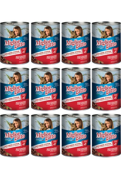 Miglior Gatto Sığır Etli Kedi Maması 405 gr - 12 Adet Miglior Gatto Sığır Etli Kedi Maması 405 gr - 12 Adet