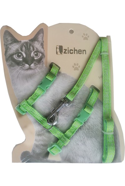 Markapet Atlantik Yeşil Desenli Kedi Göğüs Bel Tasması 20*32 cm