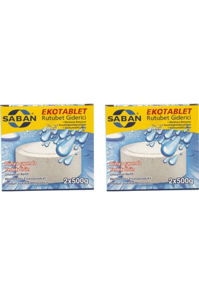 Saban Saban nem Alıcılı ve Rutubet Giderici Yedek Tablet 2X500 gr Naturel 2'li Paket Saban Saban nem Alıcılı ve Rutubet Giderici Yedek Tablet 2X500 gr Naturel 2'li Paket