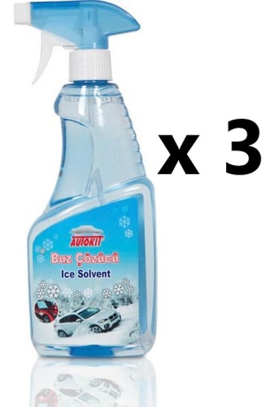 Autokit 3 Adet Autokit Araç Oto Cam Buz Çözücü - Don Çözücü 500 ml x 3