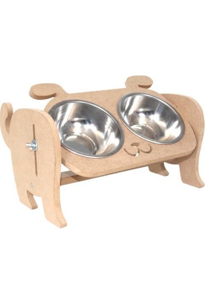 Gumustenevim Ayarlanabilir Kedi Köpek Çelik Mamalığı ve Su Kabı 400 ml