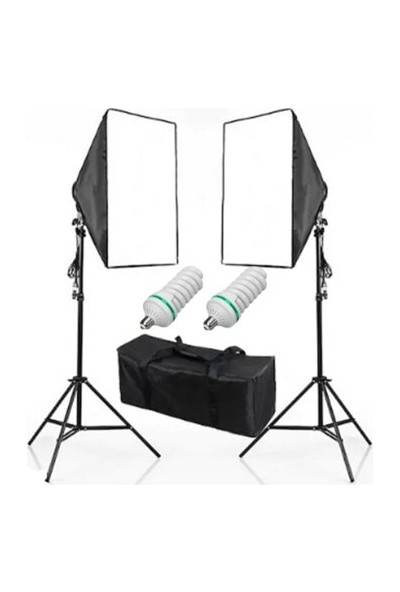 GünTech 50x70CM Softbox Ikili Sürekli Işık Seti Çiftli Lambalı Çantalı GünTech 50x70CM Softbox Ikili Sürekli Işık Seti Çiftli Lambalı Çantalı