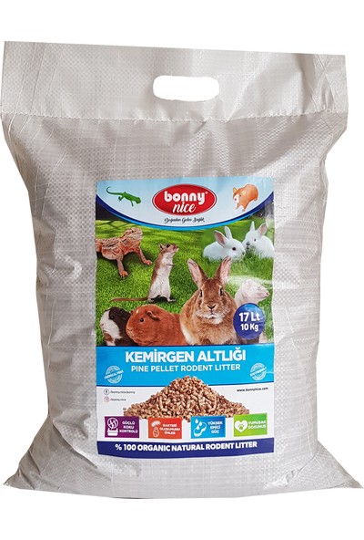 Bonny Nice Organik Çam Pelet Tavşan Altlığı 10 kg 17 L