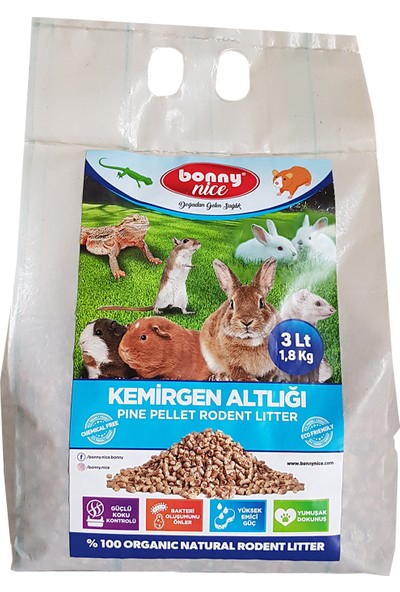 Bonny Nice Organik Çam Pelet Hamster Altlığı 1.8 kg 3 L x 20 Paket