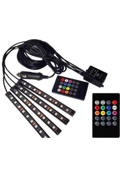 Eroğlu Araç Içi Ayak Altı Müziğe ve Sese Duyarlı Renkli Kumandalı 12 LED Eroğlu Araç Içi Ayak Altı Müziğe ve Sese Duyarlı Renkli Kumandalı 12 LED