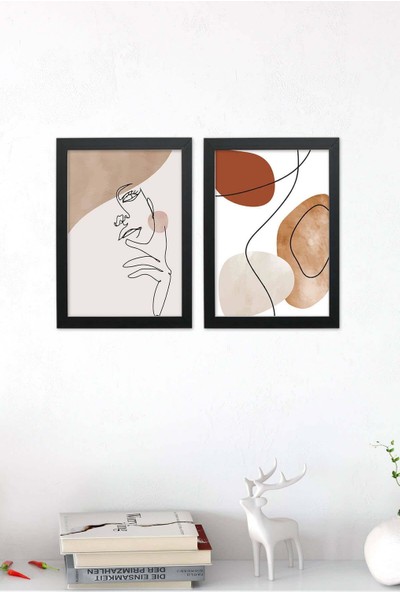 Lyn Home Woman Art Print Siyah Çerçeveli Poster 2'Li Tablo 23.5x33,5 Cm