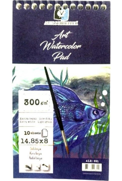 Alex Spirraşş Dsgn 10'lu Suluboya Blok 300 gr 14.85 x 8 cm