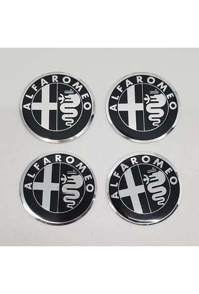 Yed Jant Göbeği Arma Alfa Romeo Alüminyum Yapıştırma 4'lü 60mm Siyah