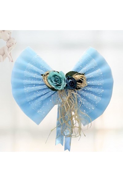 Süsle Bebek & Parti Hastane Odası Yatak Ucu Fiyongu, Çiçekli Mavi