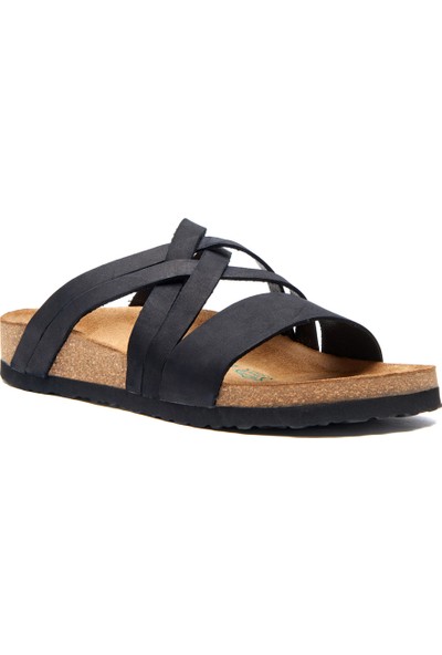 Comfortfüsse Siyah Nubuk Deri Mantar Tabanlı Kadın Çok Bantlı Terlik-Mitzi Comfortfüsse Siyah Nubuk Deri Mantar Tabanlı Kadın Çok Bantlı Terlik-Mitzi