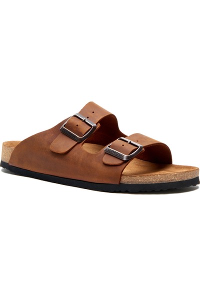 Comfortfüsse Kahverengi Crazy Deri Mantar Tabanlı Unisex Çift Bantlı Terlik-Bali Comfortfüsse Kahverengi Crazy Deri Mantar Tabanlı Unisex Çift Bantlı Terlik-Bali