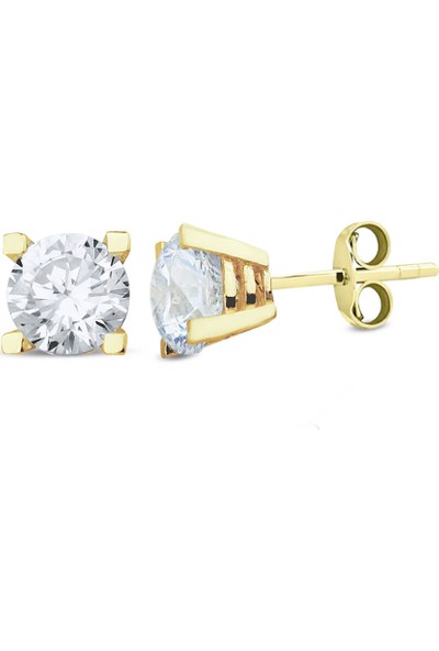 Lilarote Altın Tektaş Orta Boy Küpe