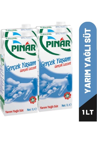 Pınar Süt Yarım Yağlı 1 Lt 4'lü