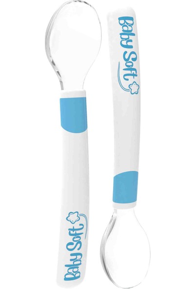 Babysoft 2'li Silikon Mama Kaşığı Mavi Babysoft 2'li Silikon Mama Kaşığı Mavi